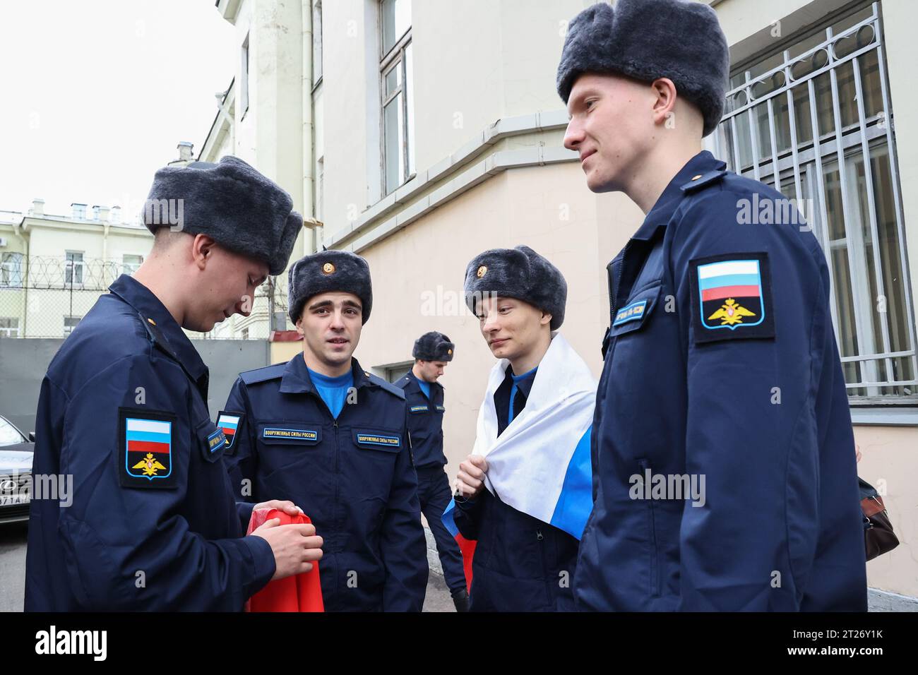 17.10.2023. Russia. Saint-Petersburg. Conscripts at the assembly point ...