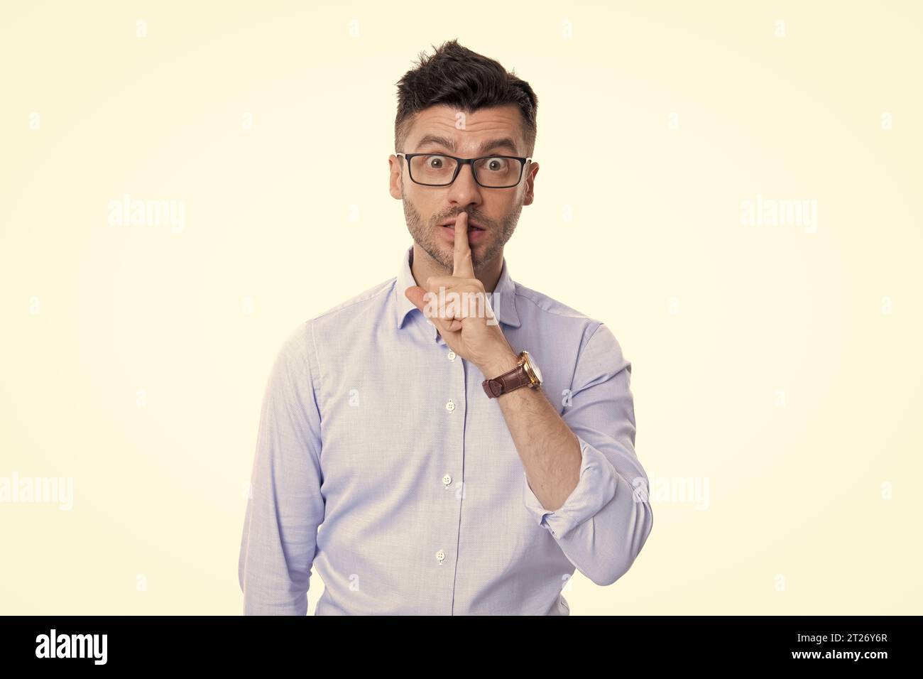 silent man keep secret with hush wear eyeglasses. photo of silent man ...