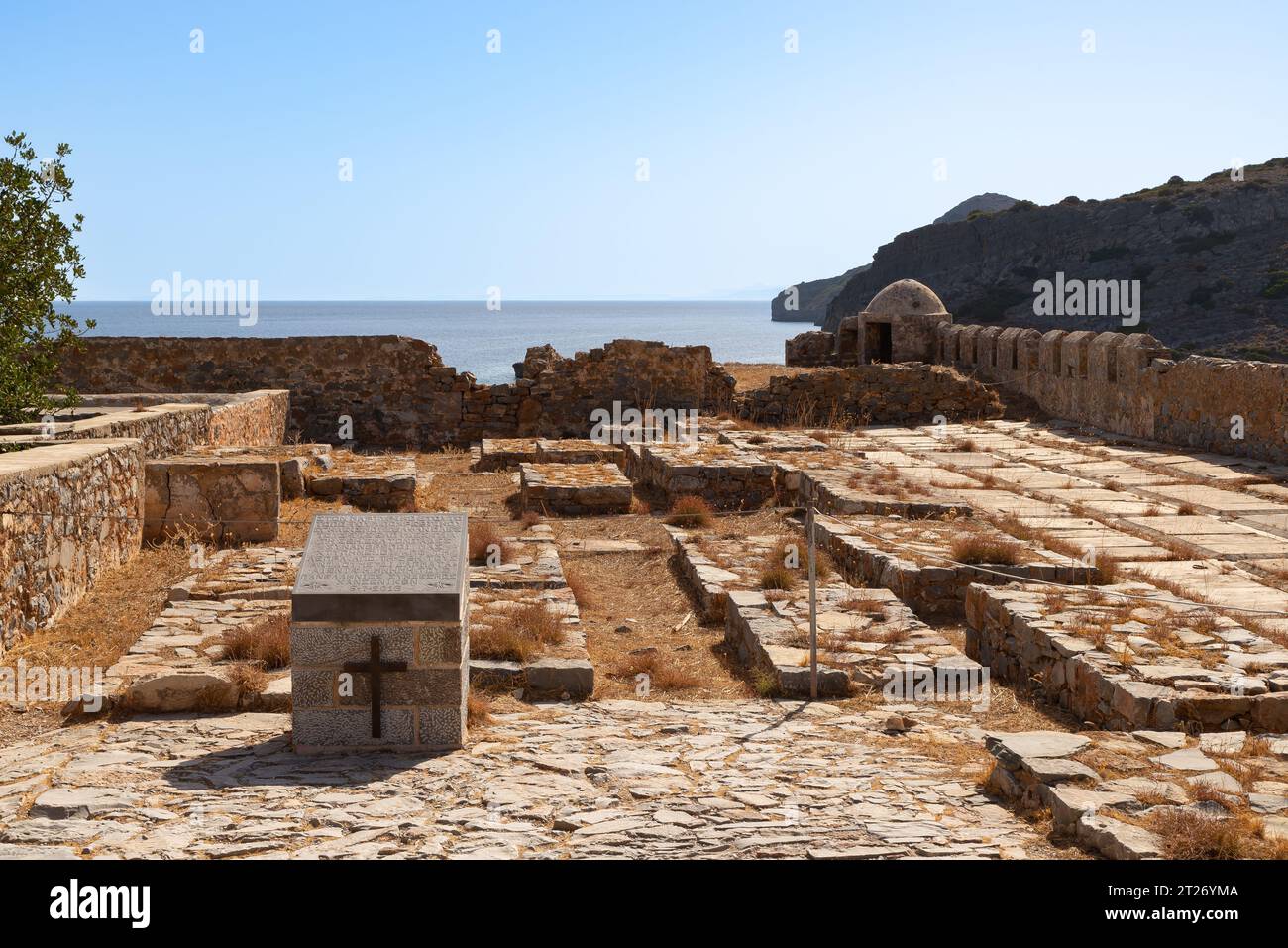 The leper colony cemetery on Springalonga, Crete, Greece Stock Photo ...