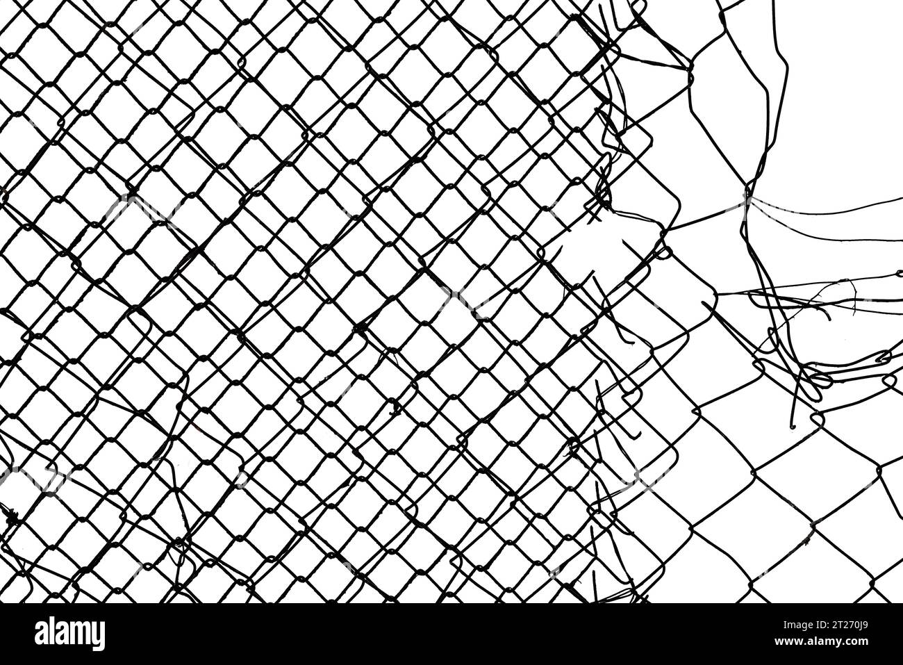 The texture of the metal mesh on a white background. Torn steel, metal ...