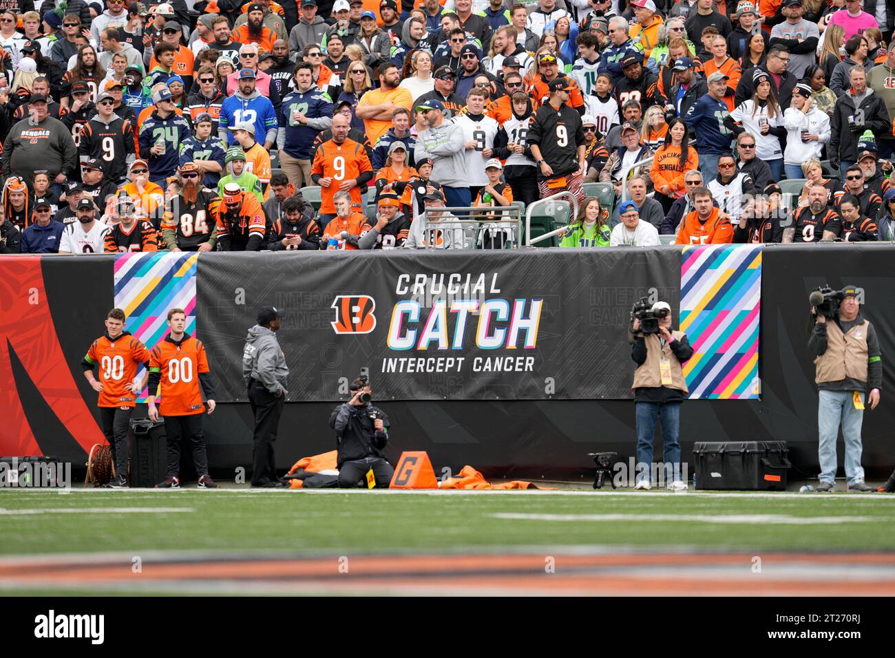 A Crucial Catch banner is displayed during an NFL football game between ...