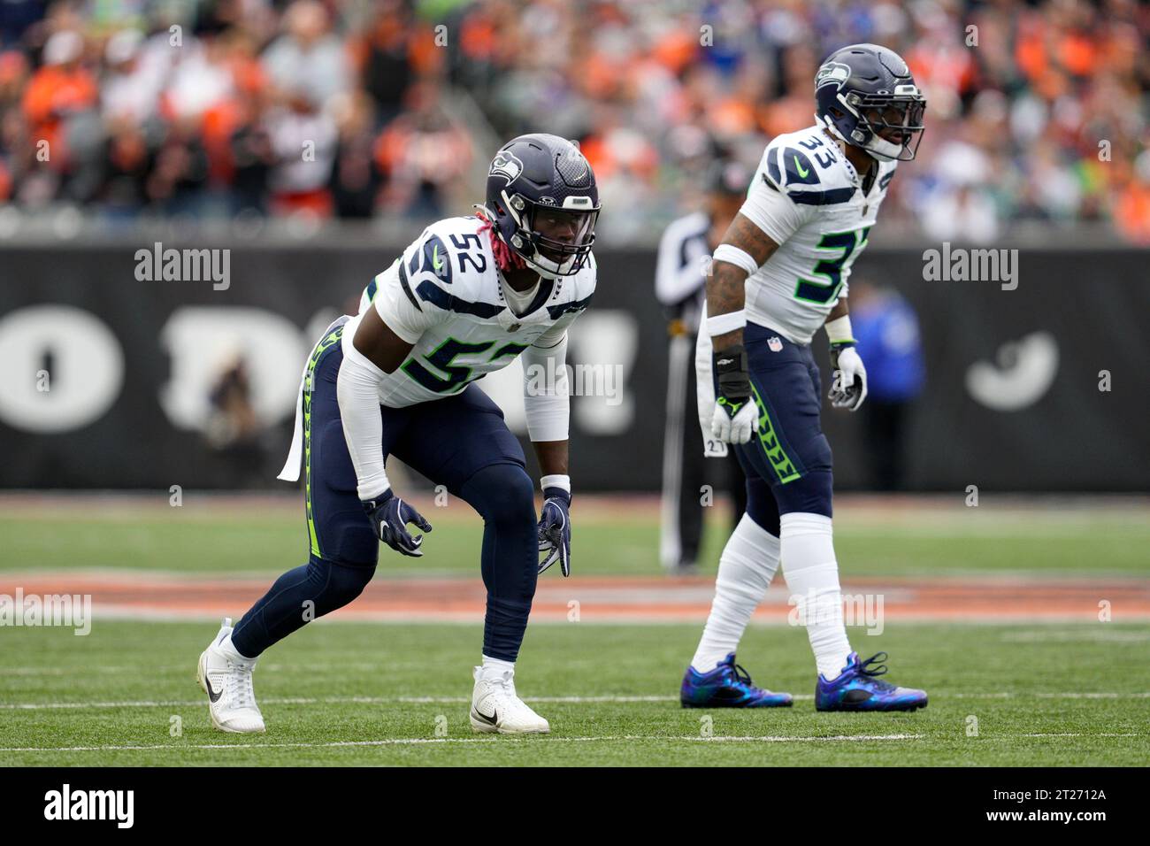 Seattle Seahawks' Darrell Taylor (52) and Jamal Adams (33) play during ...