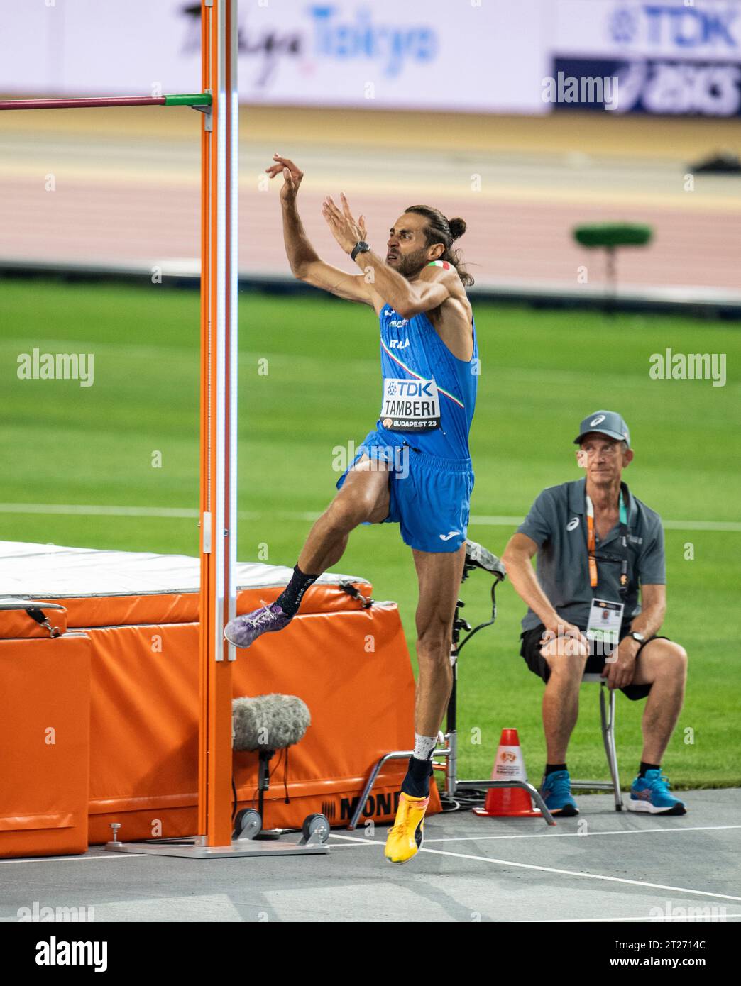 Gianmarco Tamberi of Italy competing in the men’s high jump final at ...