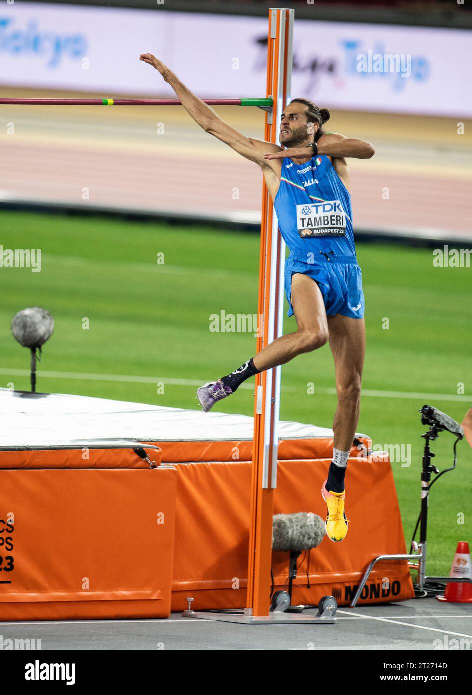 Gianmarco Tamberi of Italy competing in the men’s high jump final at ...