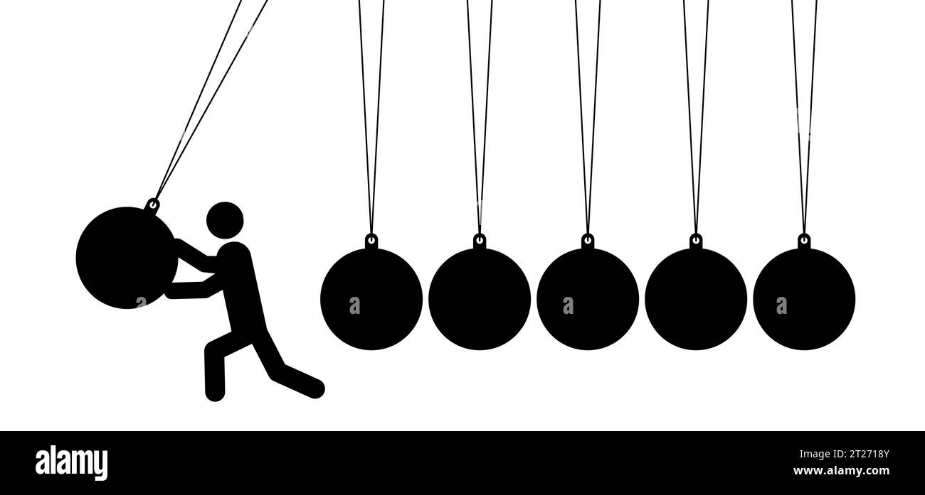 Newton's cradle, pendulum with swinging spheres or ball. Business ...