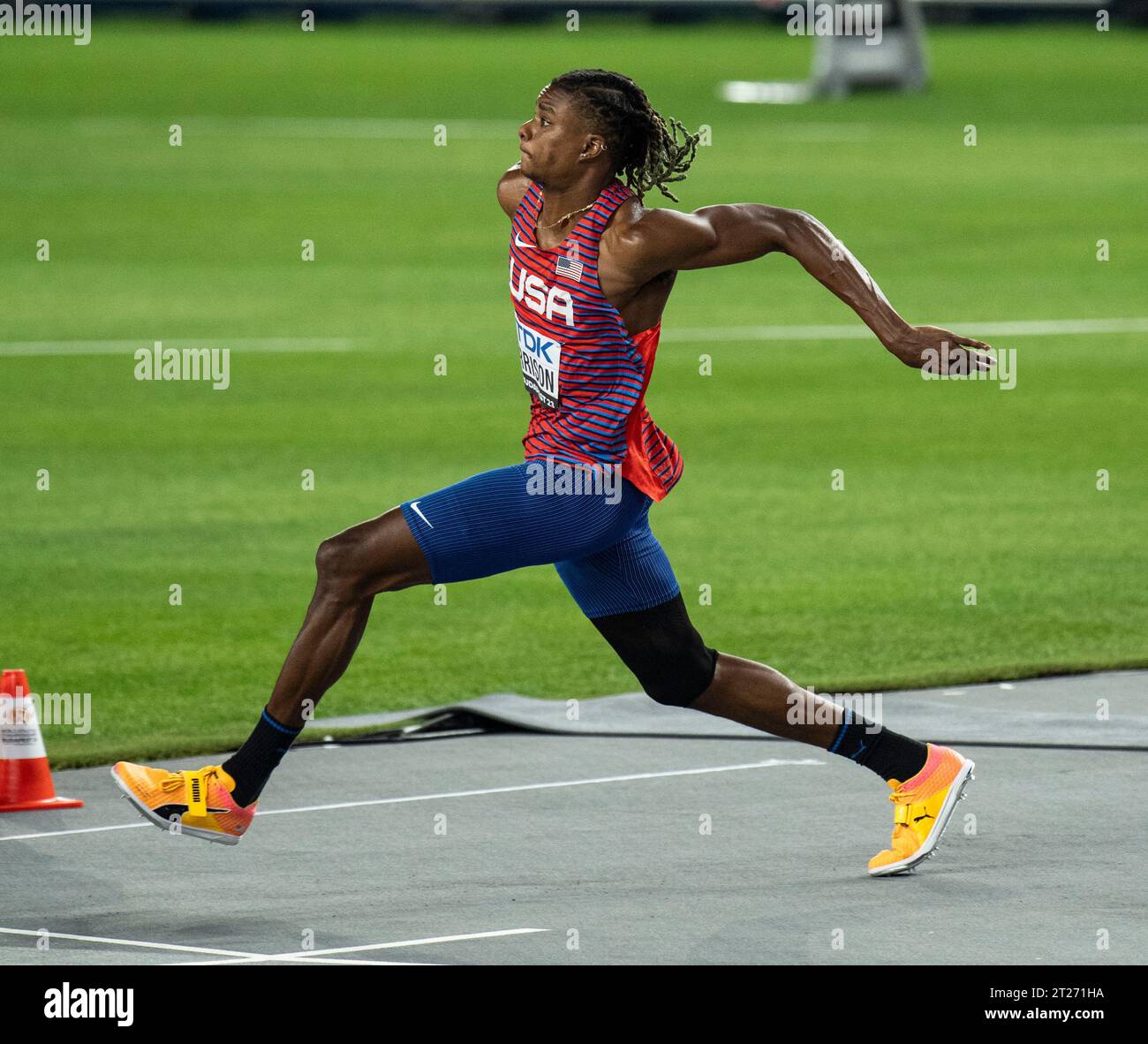 JuVaughn Harrison of the USA competing in the men’s high jump final at ...