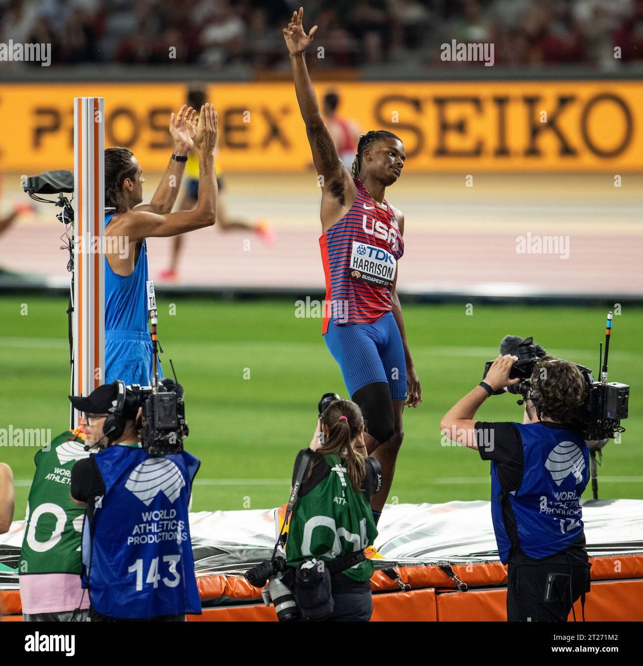 JuVaughn Harrison of the USA competing in the men’s high jump final at ...