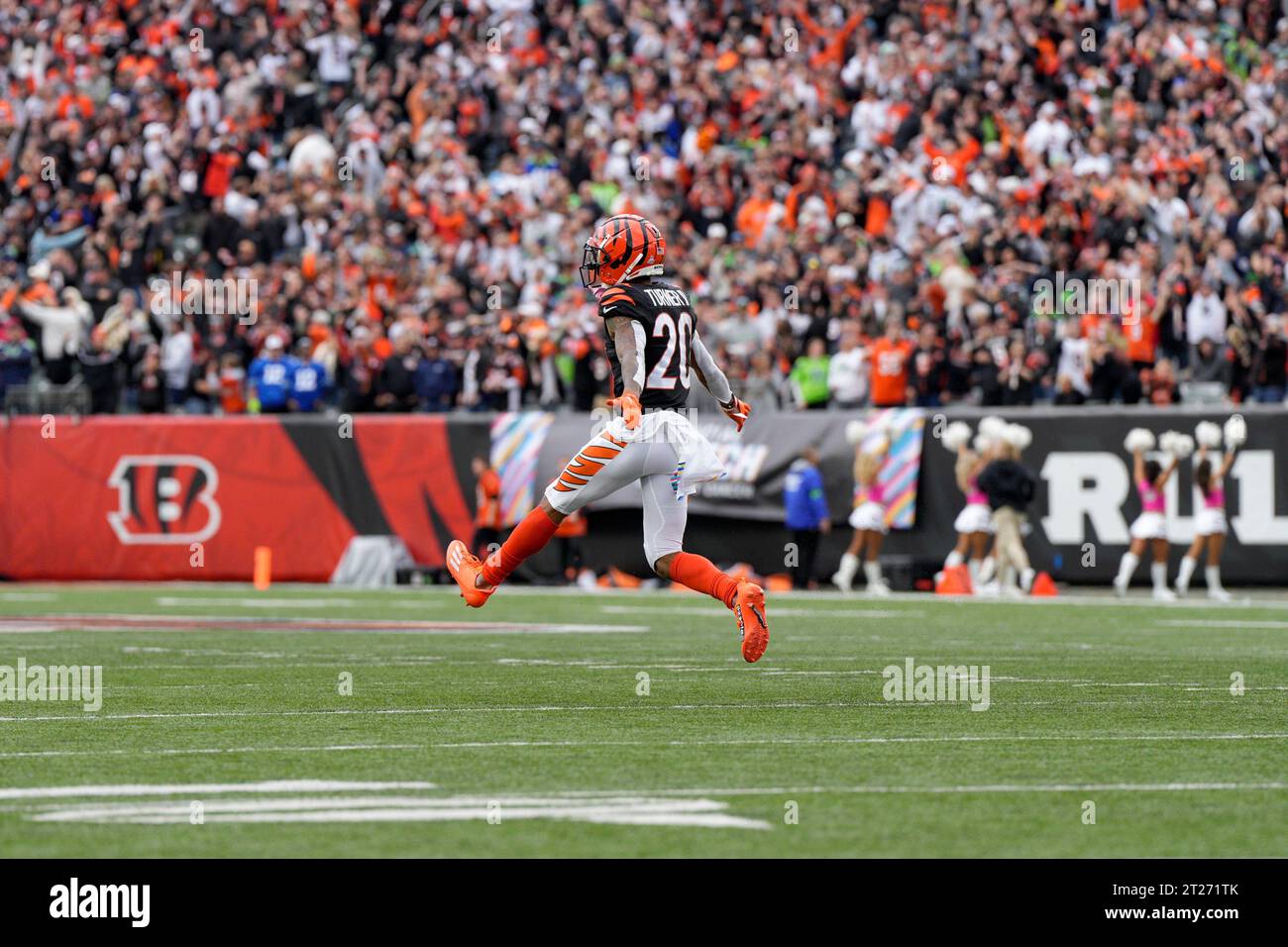 Cincinnati Bengals cornerback DJ Turner II (20) reacts after a fourth ...