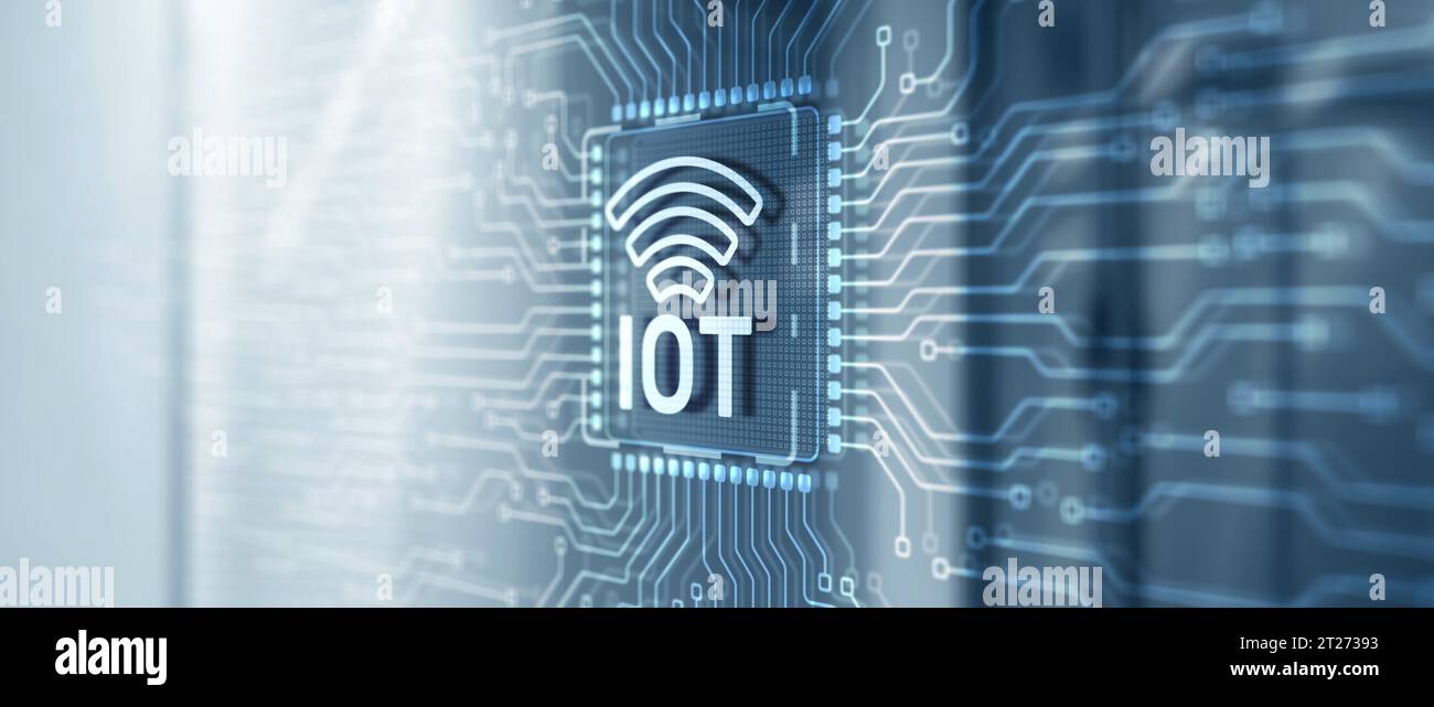 Internet of Things IOT concept. Electric circuits graphic background ...