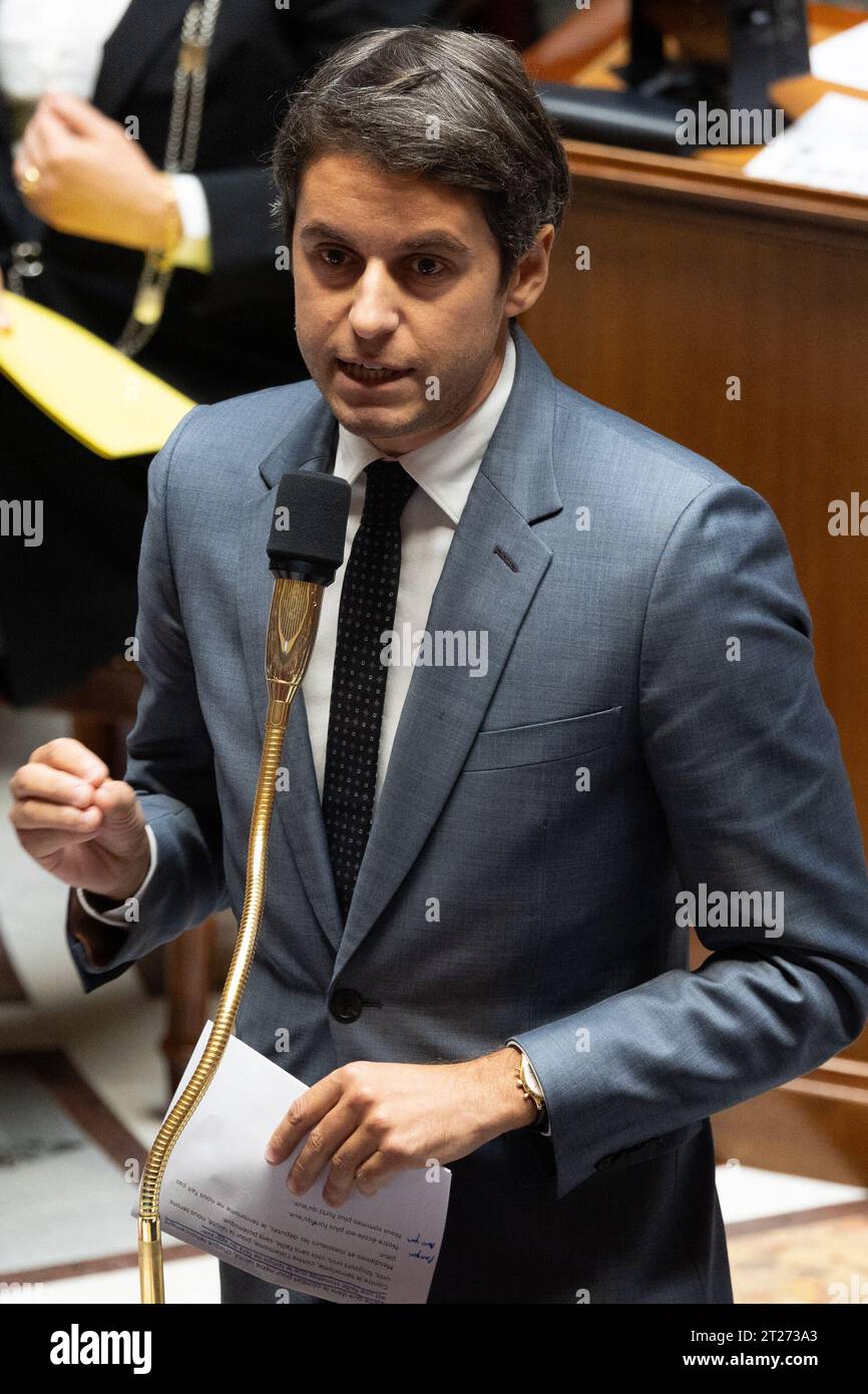 Paris, France. 17th Oct, 2023. French Minister of education Gabriel ...