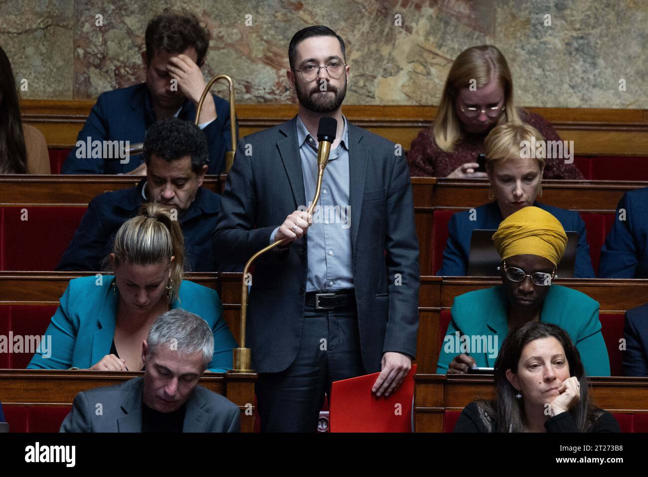 Paris, France. 17th Oct, 2023. LFI deputy David Guiraud during a ...