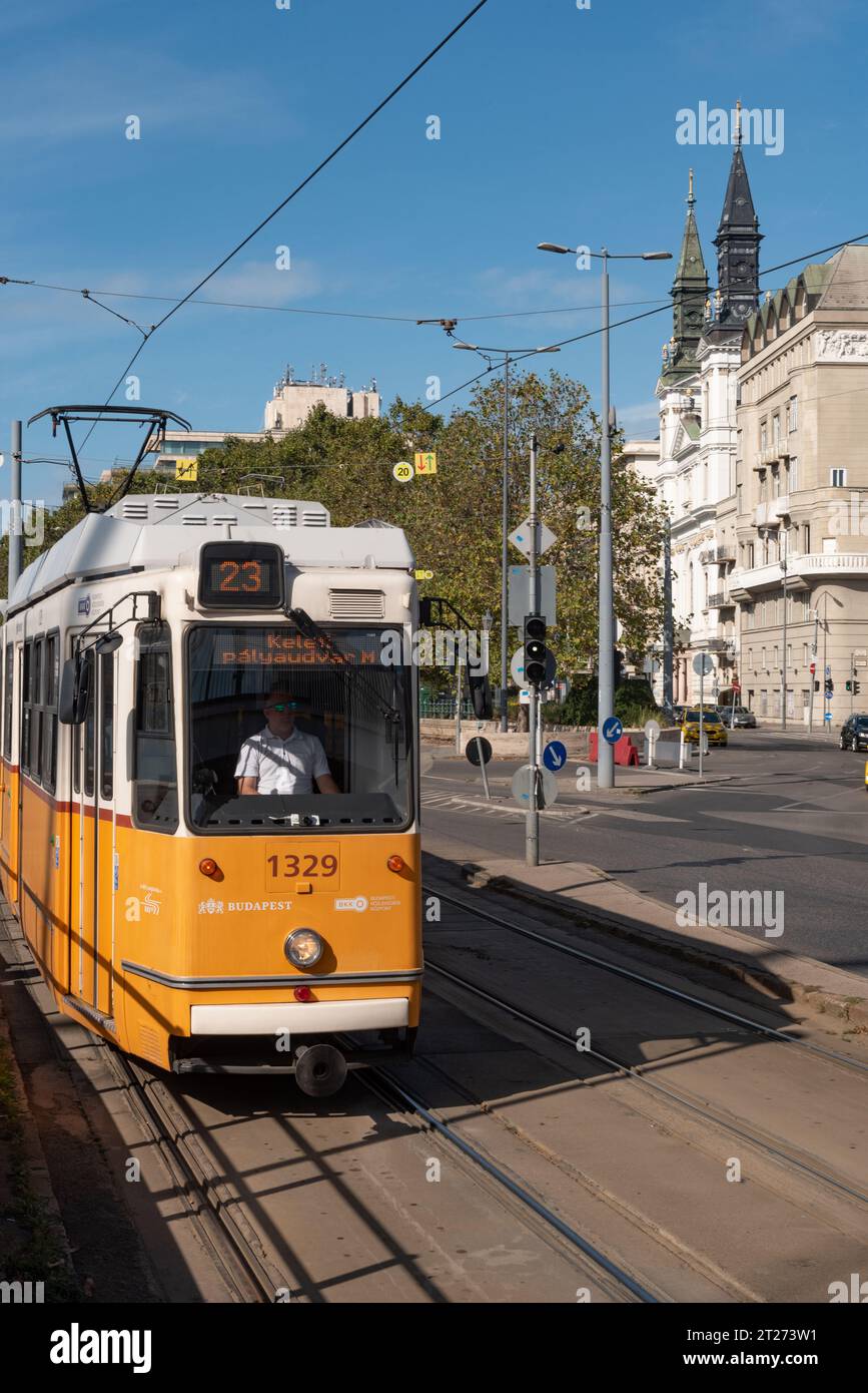 Budapest, Hungary. October 1st 2023 The number 23 tram running between ...