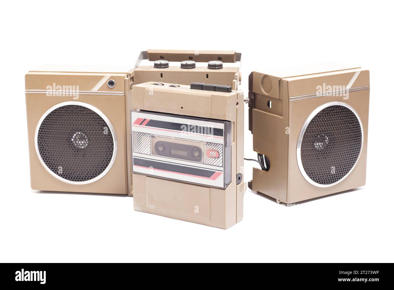 Retro portable stereo cassette player from 80s Stock Photo - Alamy