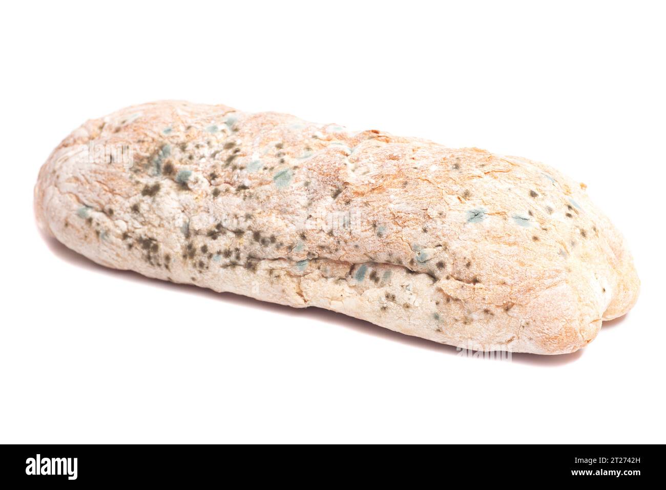 Spoiled loaf of white bread with mold isolated on white background ...