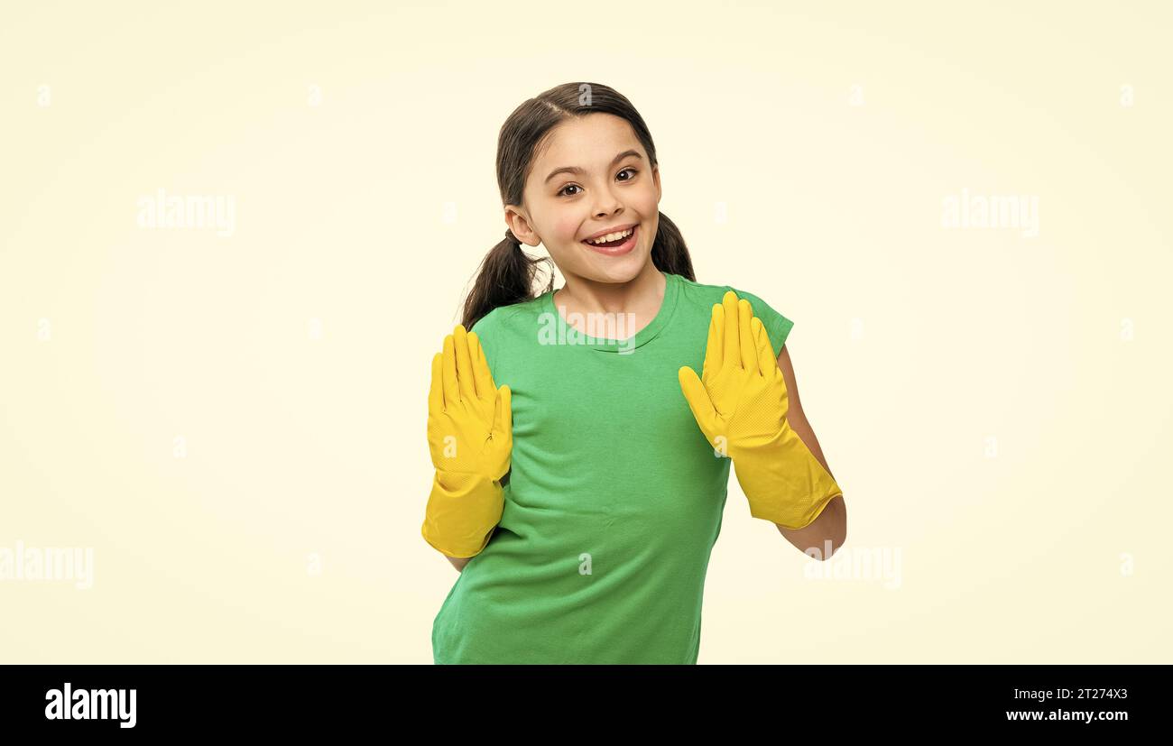 cheerful girl cleaner housekeeping isolated on white. girl cleaner ...