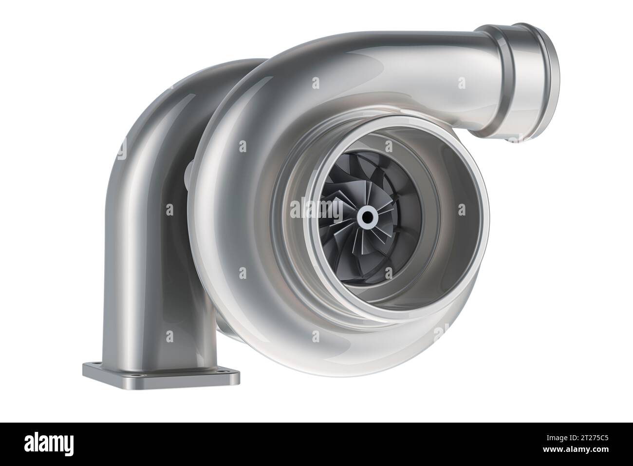 Car turbocharger, side view. 3D rendering isolated on white background ...