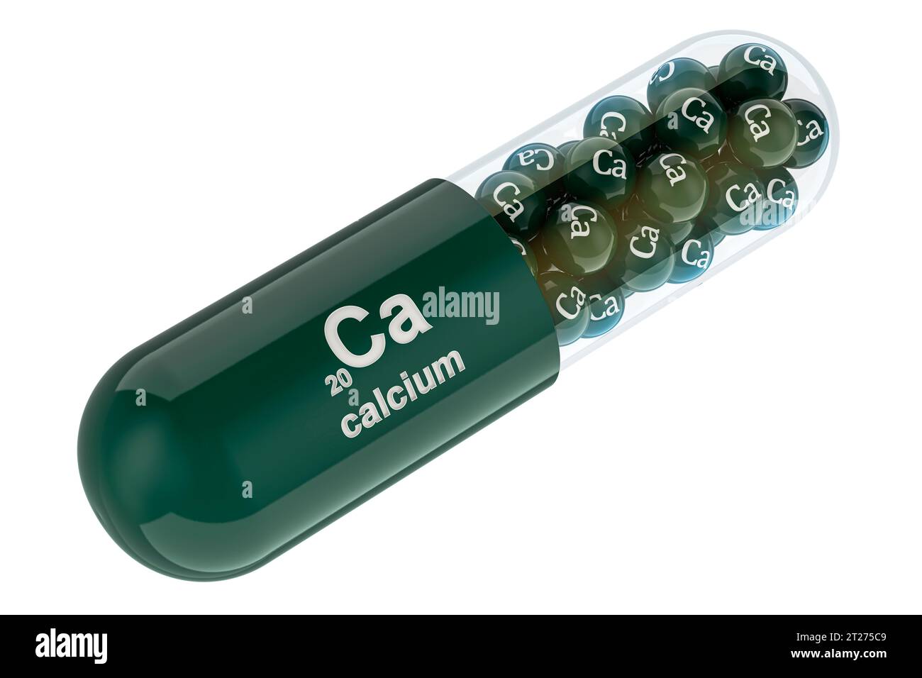 Capsule with Ca, calcium. 3D rendering isolated on white background ...