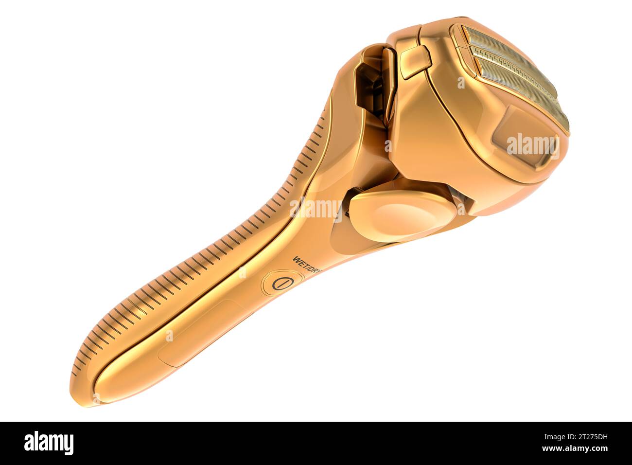 Golden Electric Shaver, 3D rendering isolated on white background Stock ...
