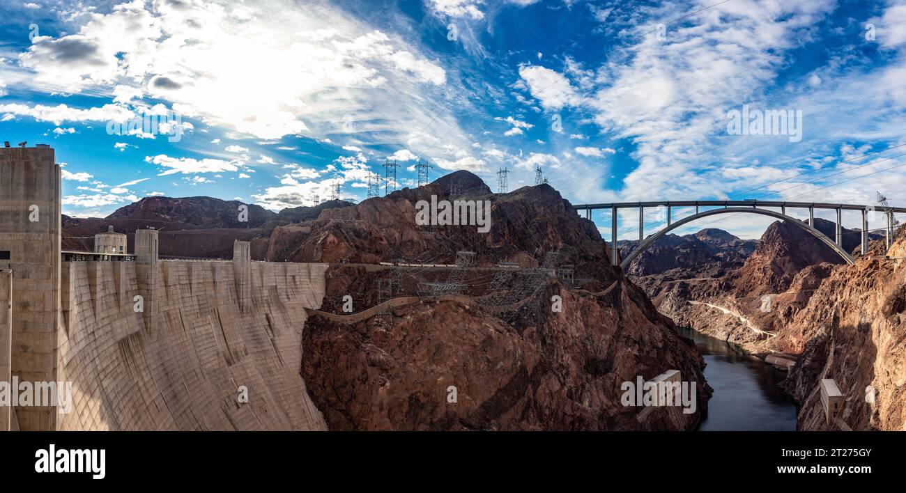 Panoramic view of the Mike O'Callaghan-Pat Tillman Memorial Bridge ...