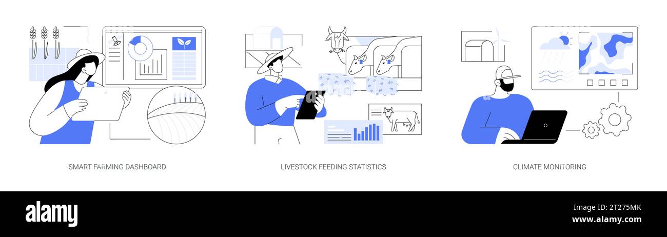 Modern agriculture technologies abstract concept vector illustrations ...