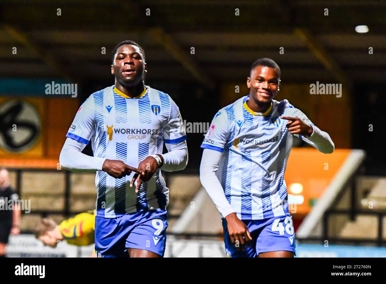 Samson Tovide (9 Colchester United) celebrates after scoring teams ...