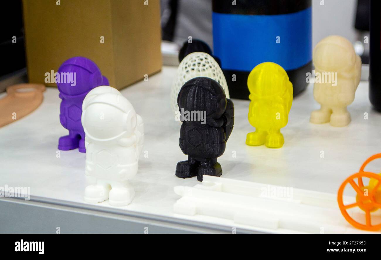 Abstract models printed on 3D printer. 3D printer created object from ...