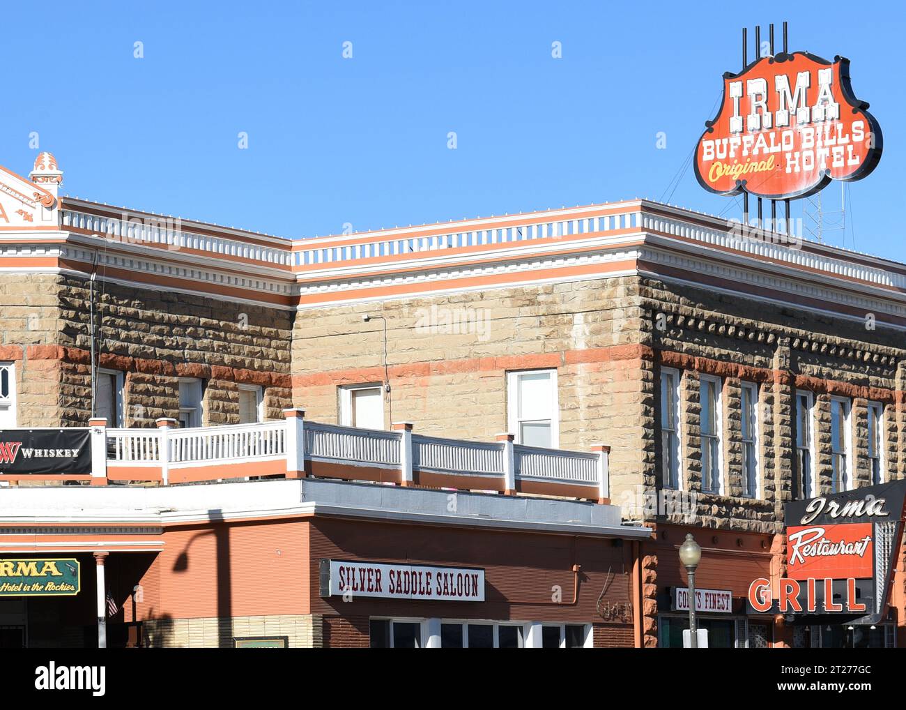 CODY, WYOMING - JUNE 24, 2017: The Irma Hotel. Built by William F ...