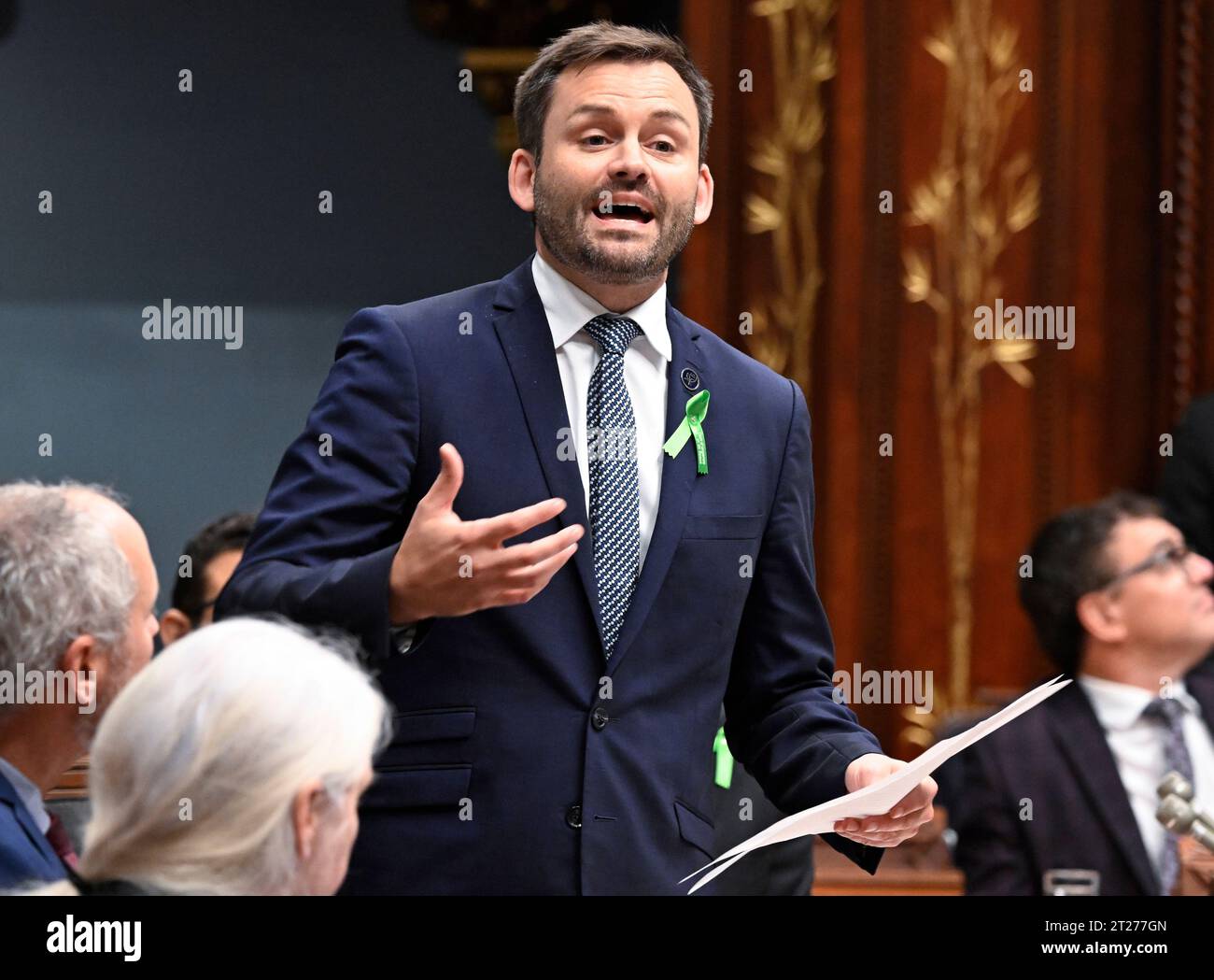 Quebec, Canada. 17th Oct, 2023. Parti Quebecois Leader Paul St-Pierre ...