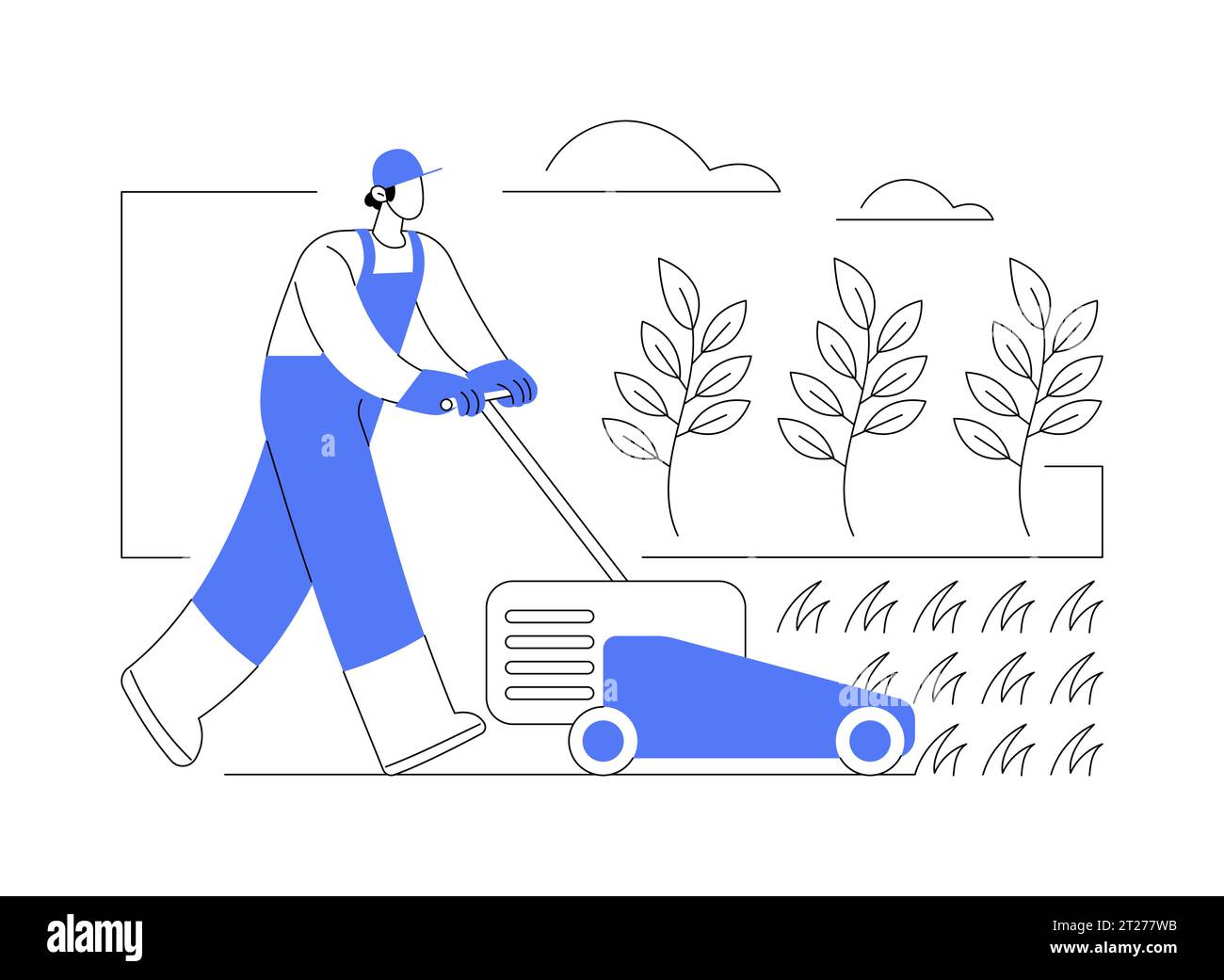 Controlling weeds by mowing isolated cartoon vector illustrations Stock ...