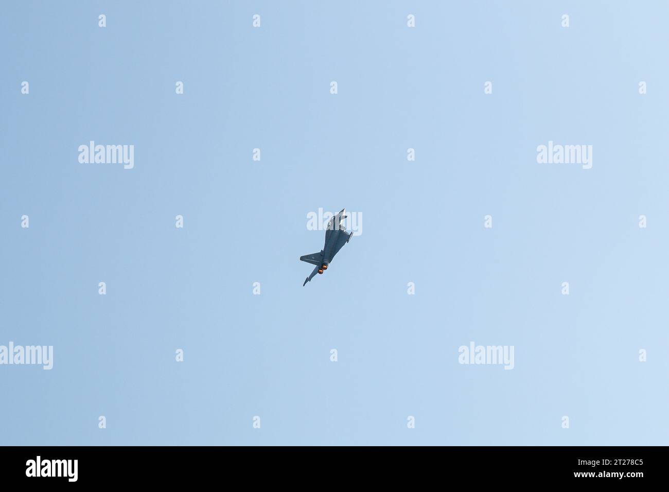 German air force Eurofighter EF-2000 Typhoon fighter jet taking off during the Berlin, Germany ...