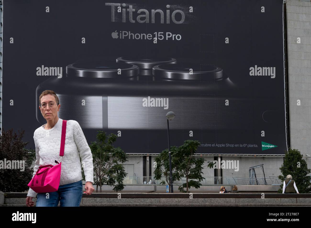 Madrid, Spain. 16th Oct, 2023. A large commercial billboard ad hangs at ...