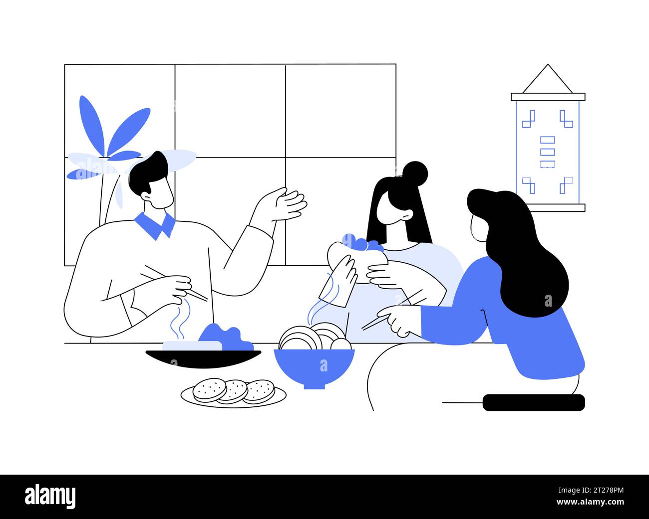 Asian restaurant isolated cartoon vector illustrations Stock Vector ...