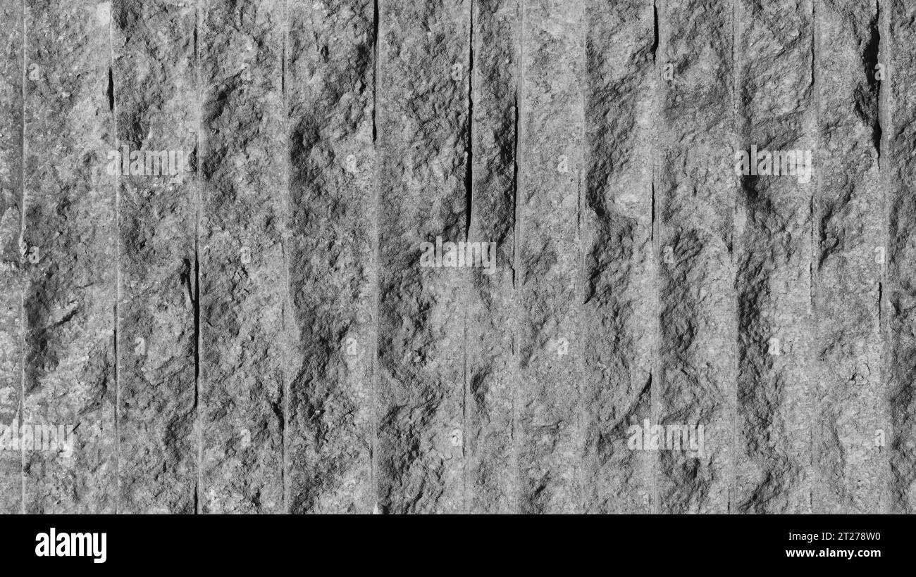 Panorama of modern white, gray stone wall with stripes texture ...