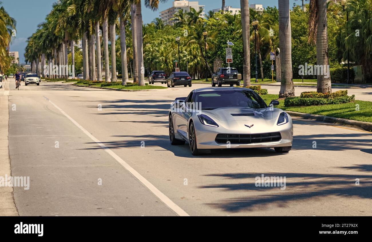 Miami, Florida USA - March 25, 2023: white Chevrolet Corvette C7 Z06 ...