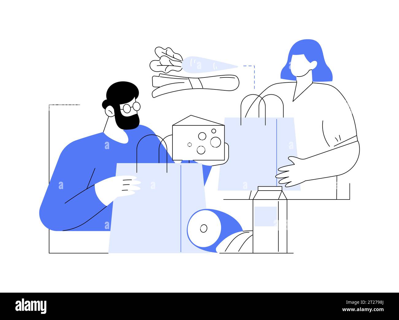 Couple unpacking grocery Stock Vector Images - Alamy