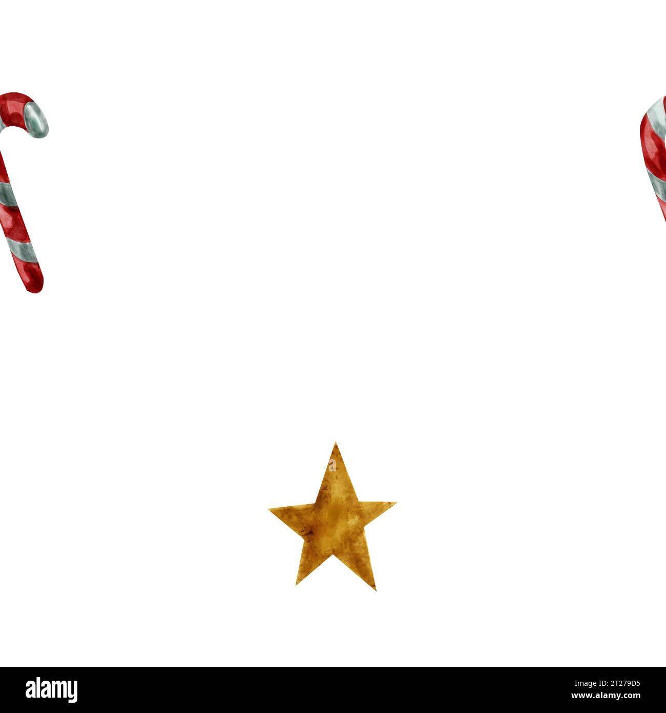 Watercolor pattern of traditional Christmas candies in the shape of a ...