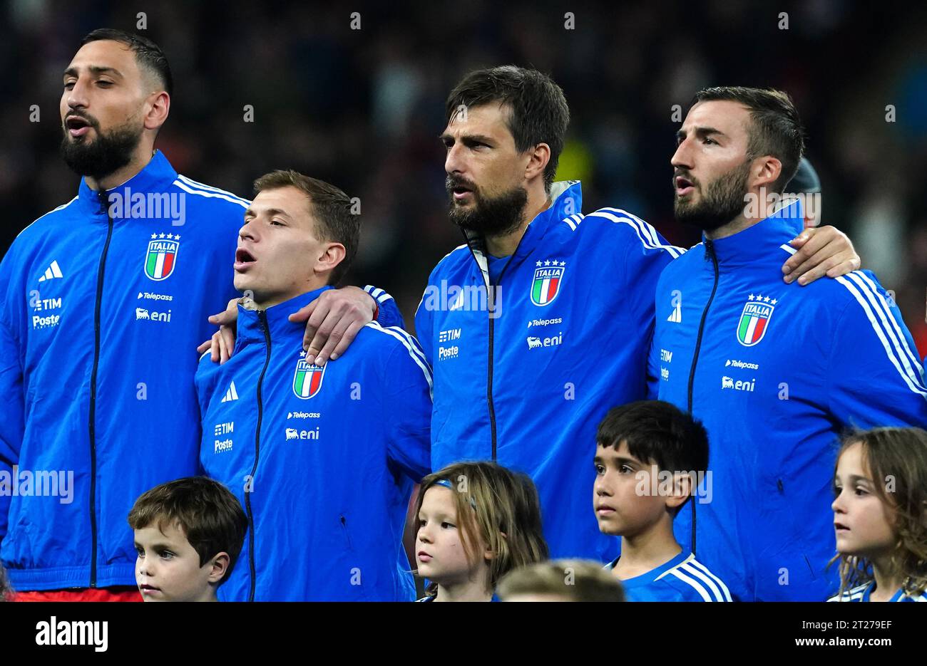 Italy players sign the national anthem before the UEFA Euro 2024 ...