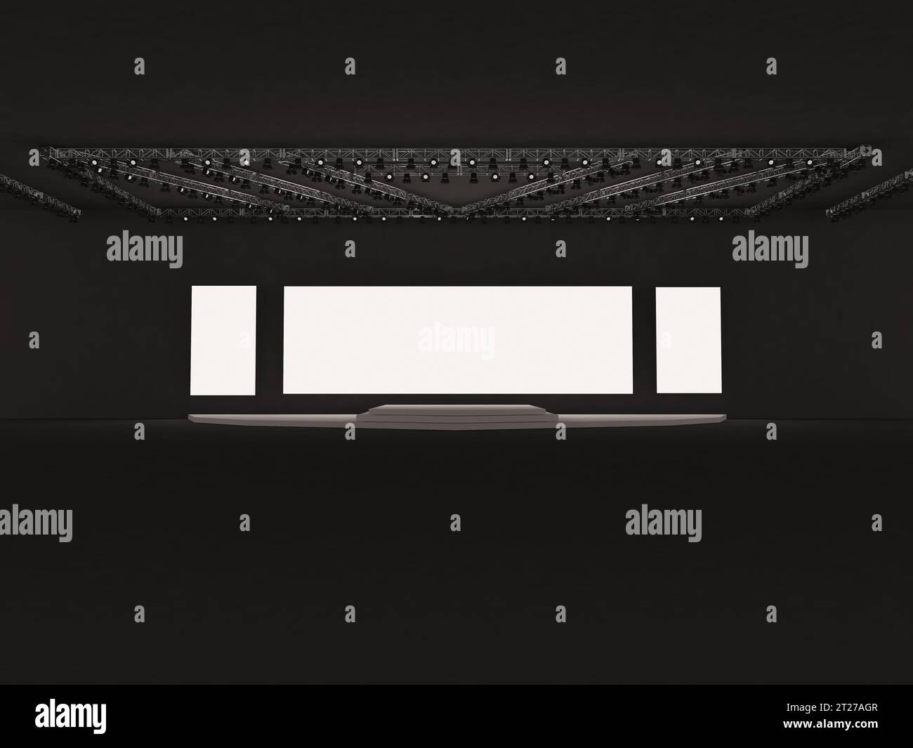 3d Rectangular event Empty stage front view with rectangular screen for ...