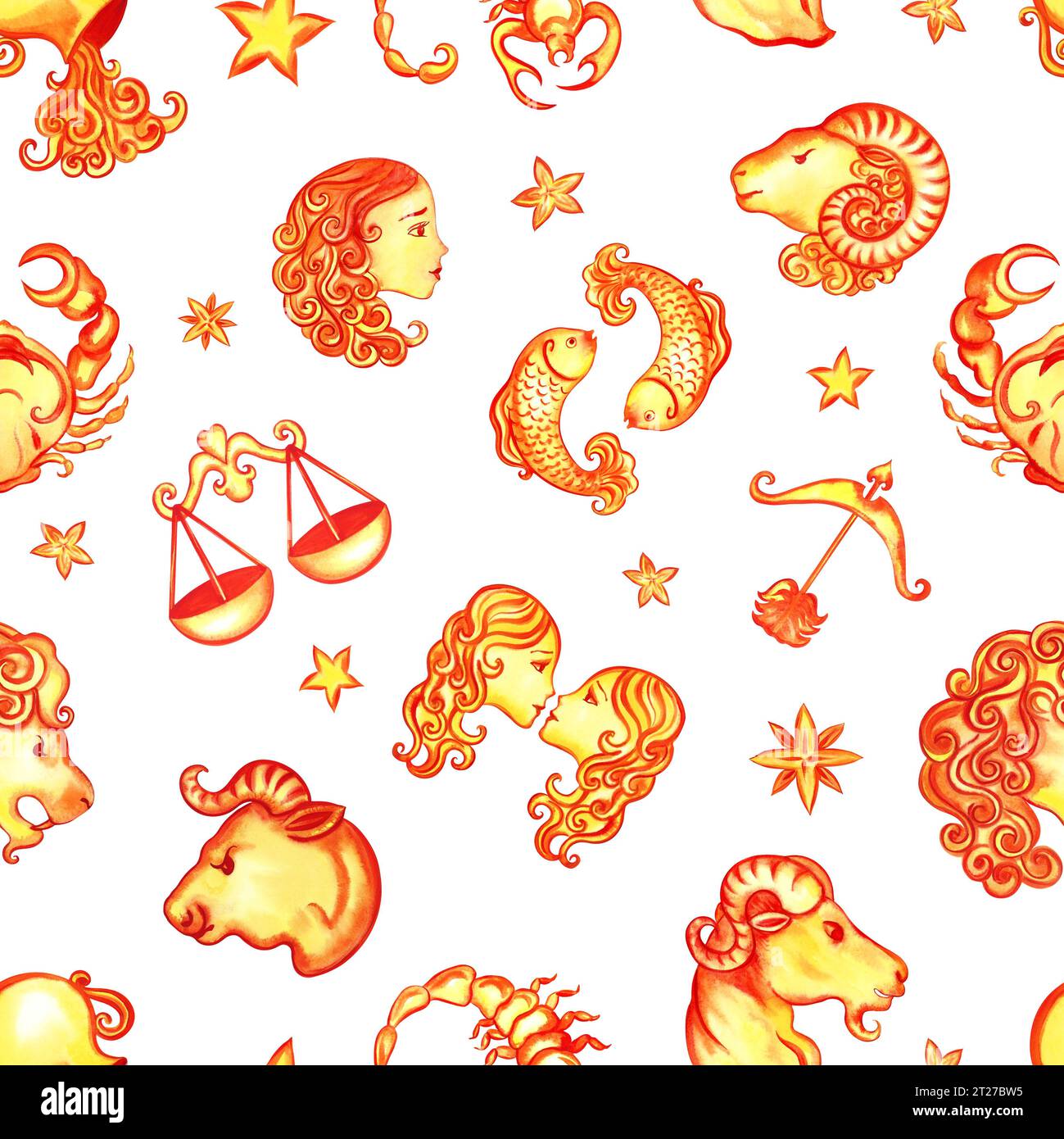 Seamless pattern with zodiac signs according to the horoscope. The ...