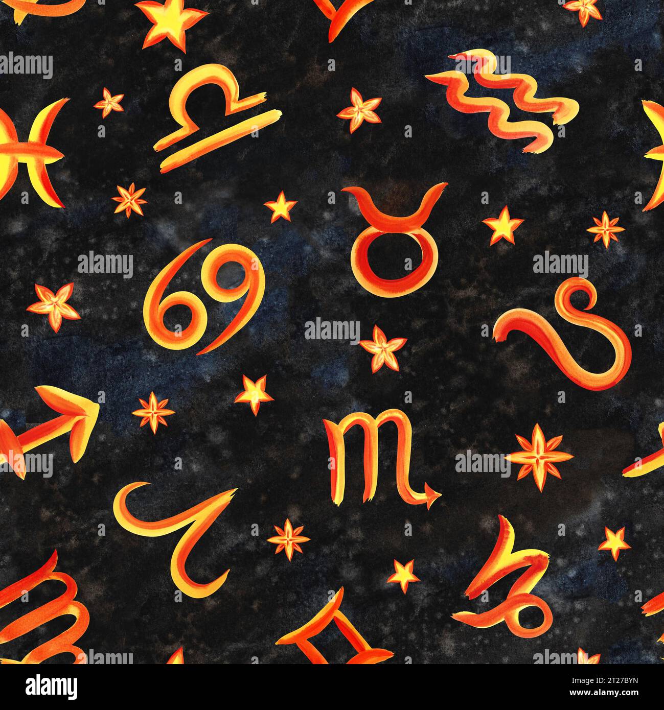Seamless pattern with zodiac signs according to the horoscope. The ...