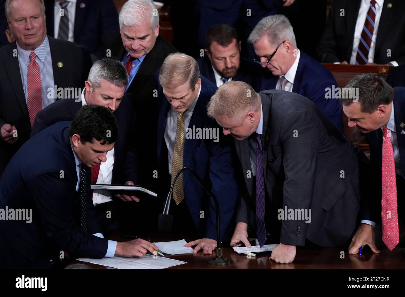 Rep. Jim Jordan, R-Ohio, stands with House Majority Whip Tom Emmer, R ...