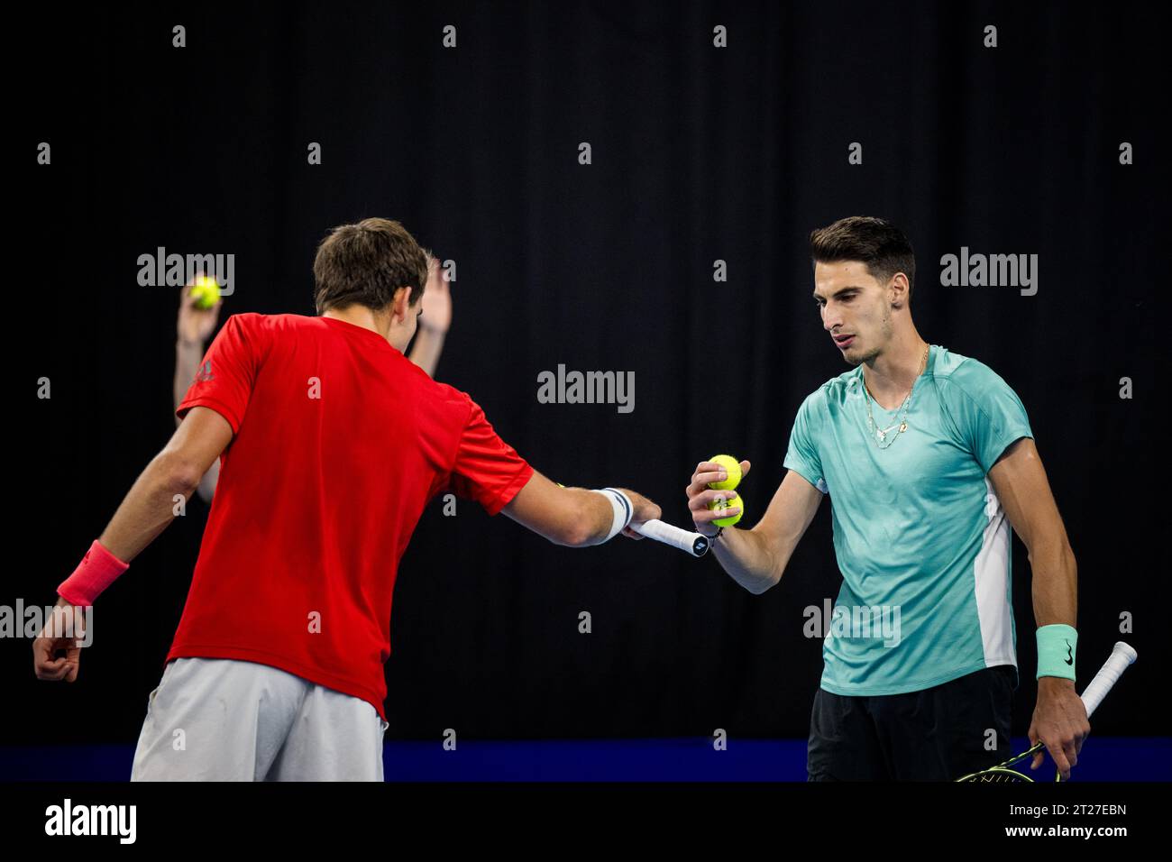 Antwerp, Belgium. 17th Oct, 2023. Petr Nouza and Victor Vlad Cornea ...