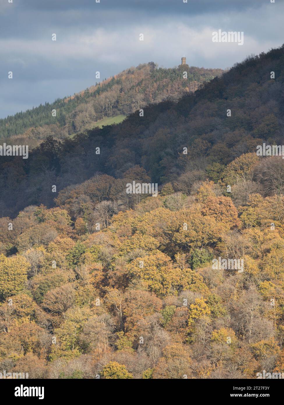 Flounders Folly sits high on the Southern end of Wenlock Edge viewed ...