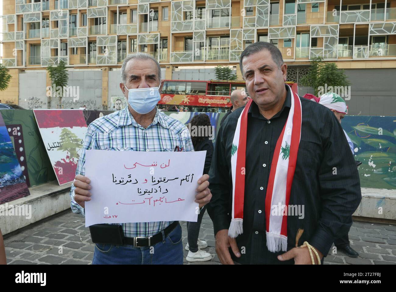 Beirut, Lebanon. 17th Oct, 2023. Dozens of activists mark fourth ...