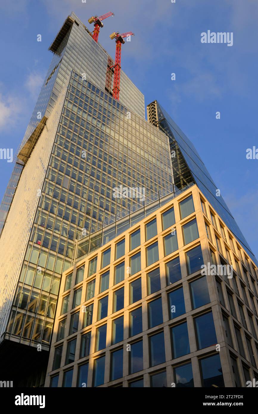 Two tower cranes are being used to construct 8 Bishopsgate, a 51-storey ...