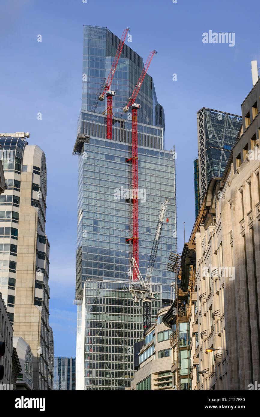 Two tower cranes are being used to construct 8 Bishopsgate, a 51-storey ...