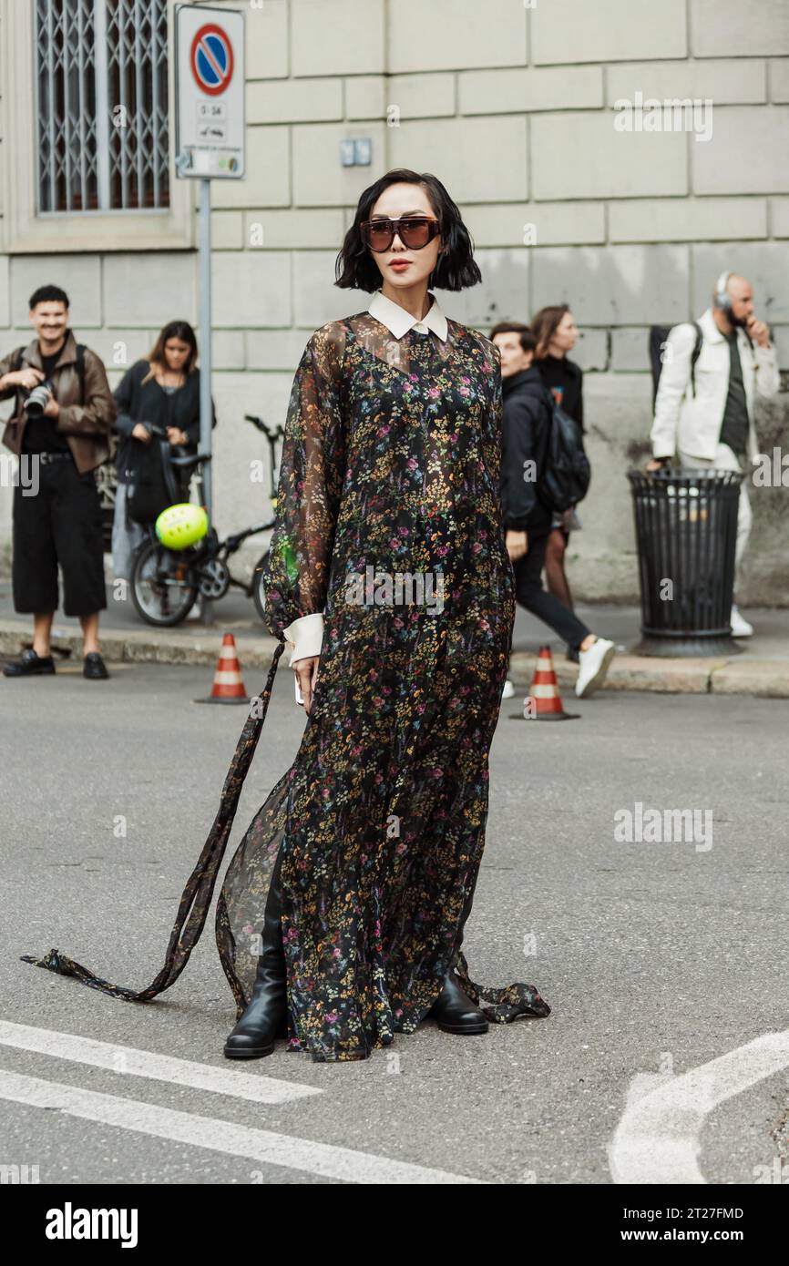 Chriselle Lim outside MAX MARA show during Milan Fashion Week ...