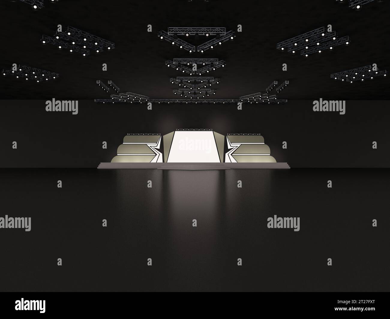 Event Empty stage front view including stairs. with a half-star form ...