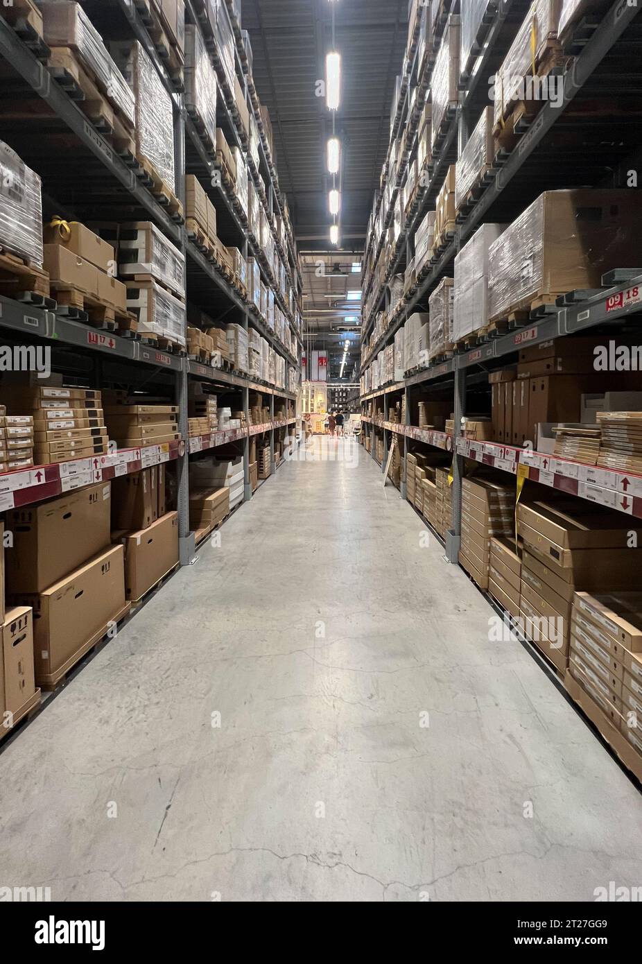 Valencia, Spain - August 21, 2022: Large aisle of Ikea shopping store ...