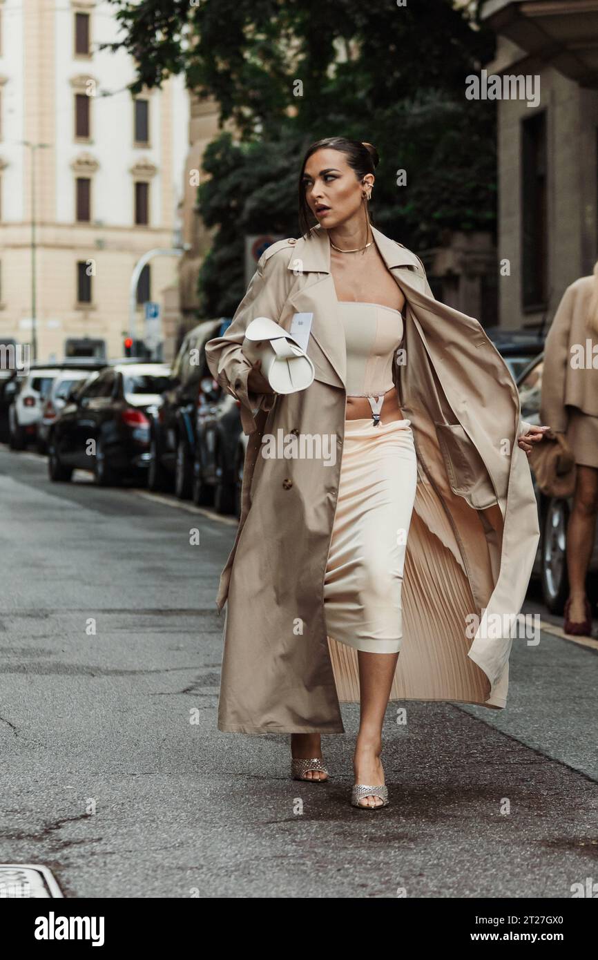 Giulia Gaudino outside MAX MARA show during Milan Fashion Week ...